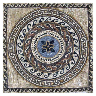 Greco-Roman Floral Mosaic - Dela, 24"x24" - Contemporary - Tile Murals ...