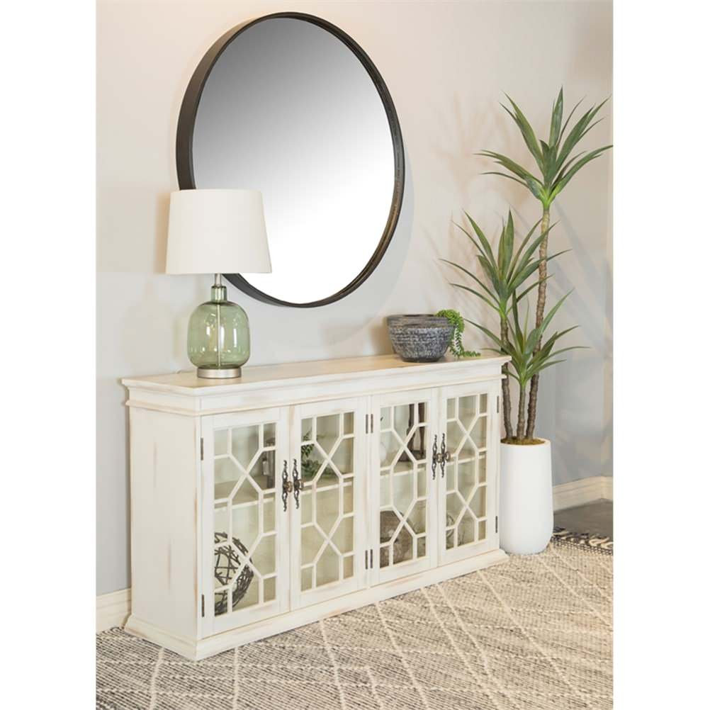 Coaster Kiara 4-door Wood Accent Cabinet with Adjustable Shelves White ...
