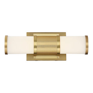 Caper - 12" LED Vanity - with Frosted Acrylic Lens - Brushed Brass ...