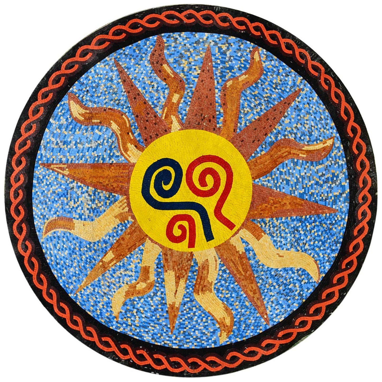 Abstract Sun Mosaic Art Tile Decor, Jax, 32" x 32" - Contemporary ...