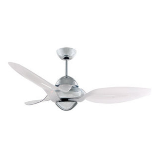 Vento Clover Indoor Chrome Ceiling Fan With 3 Snow White Blades, Chrome ...