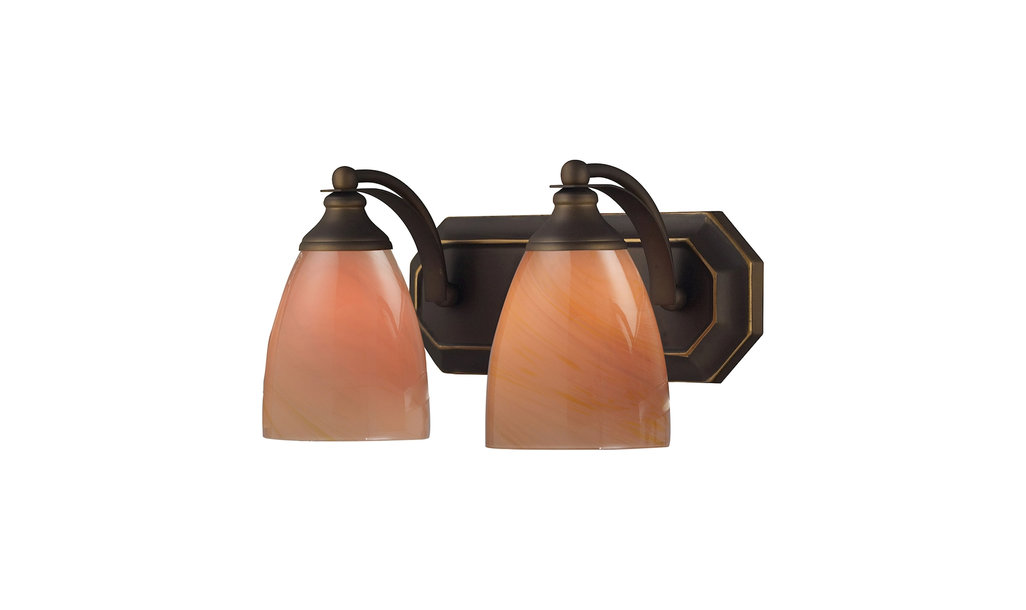 Vanity 2 Light Aged Bronze With Sandy Glass - Contemporary - Bathroom ...