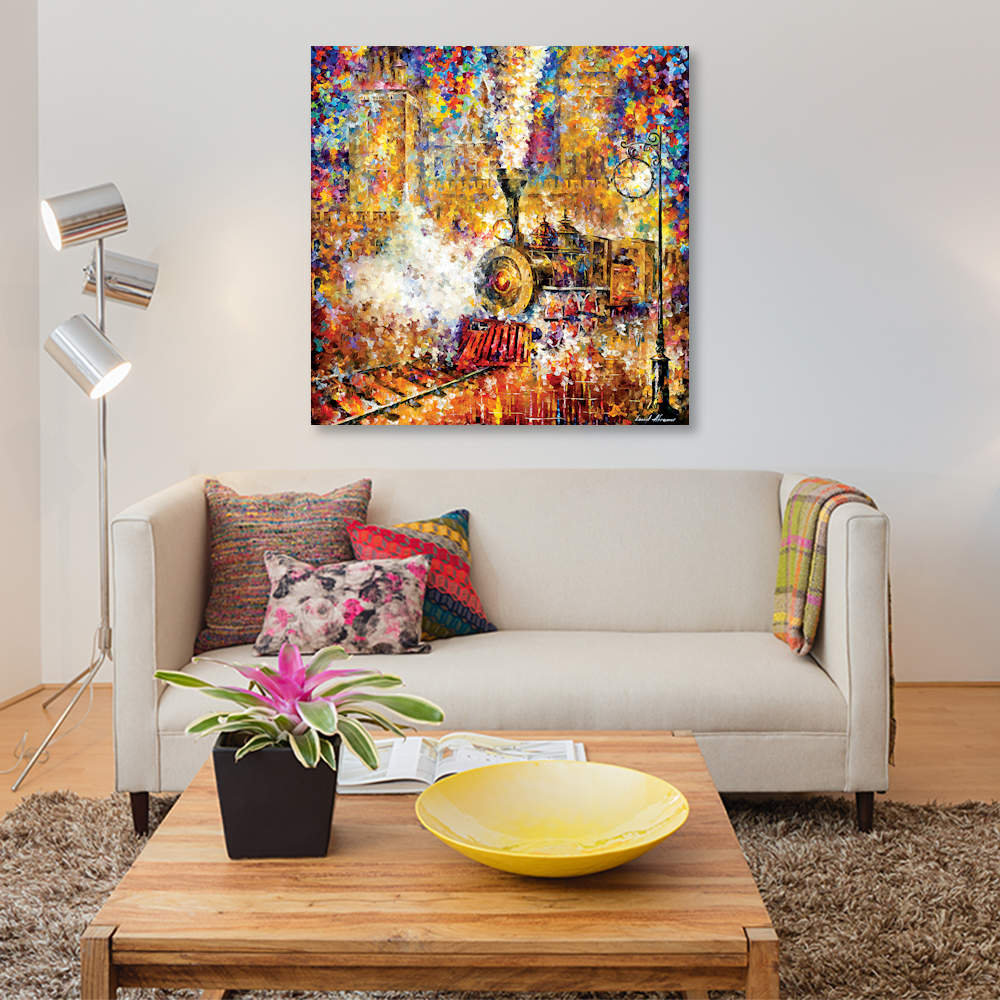 Last Train by Leonid Afremov Canvas Print, 18"x18"x1.5" - Contemporary ...
