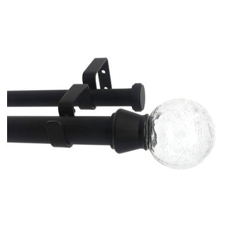 Urbanest Crackle Glass 1" 3/4" Double Drapery Rod, 28"-48 ...