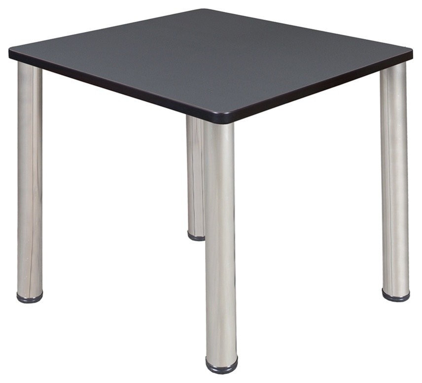 Kee 30" Square Breakroom Table, Gray/ Chrome, 30" - Contemporary ...
