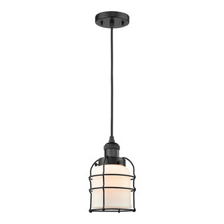 Innovations SM Bell CG 8" Mini Pendant, 201C Series, BK/WH CG, 201C-BK ...