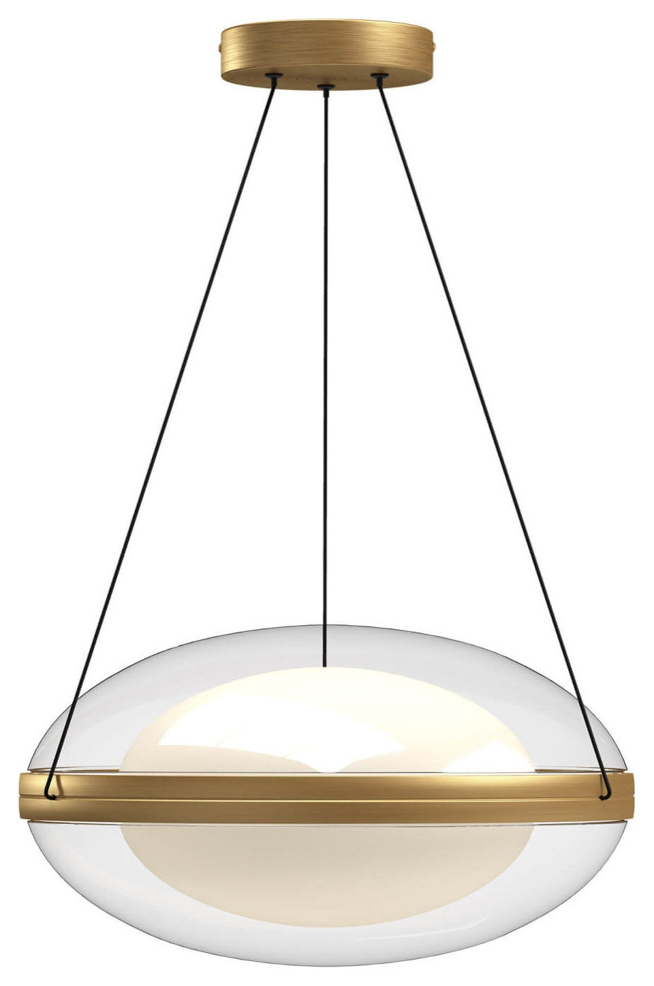 Virgo 16" LED Pendant, Brushed Gold With External Clear Glass ...
