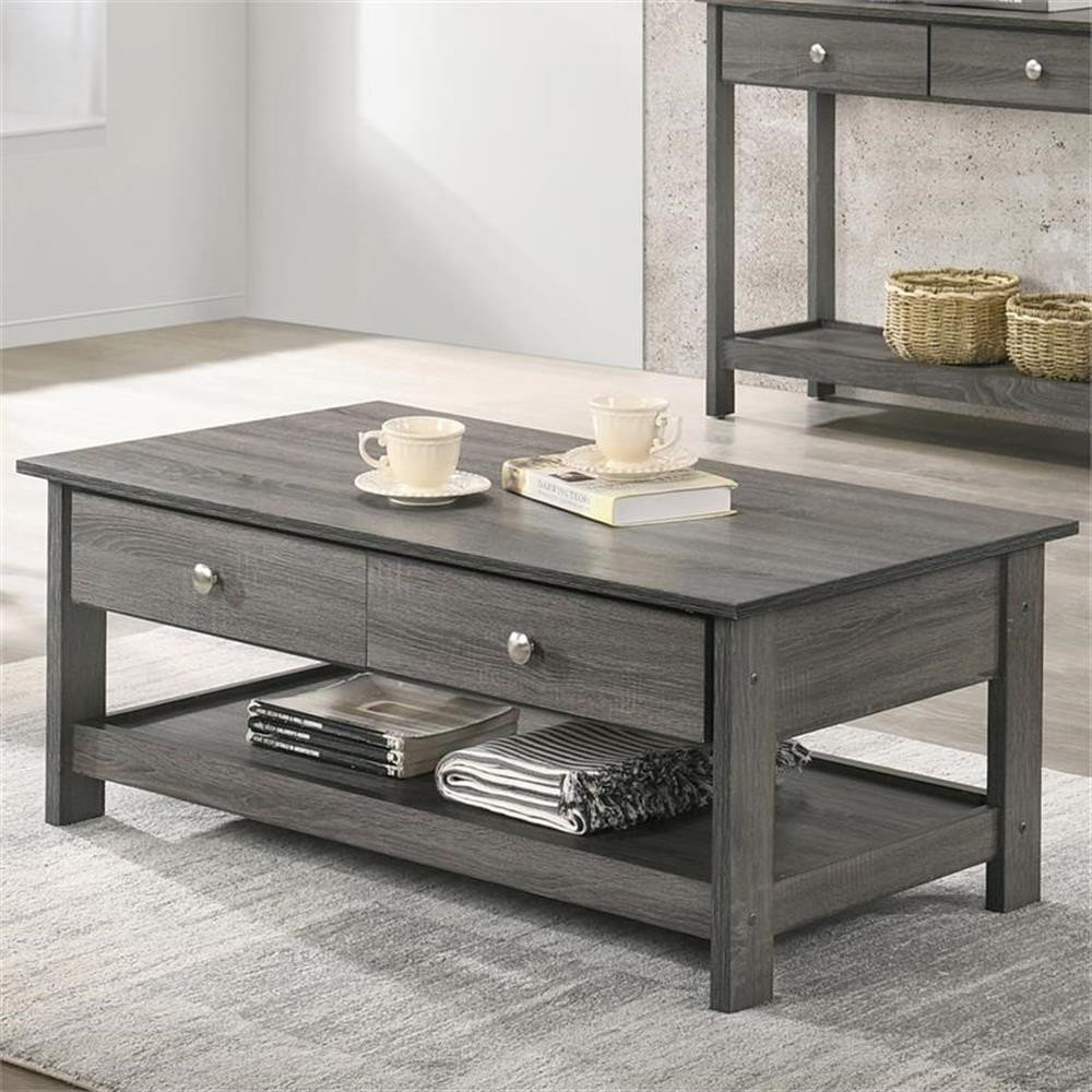 Furniture of America Lekwick Transitional Wood 2-Drawer Coffee Table in ...