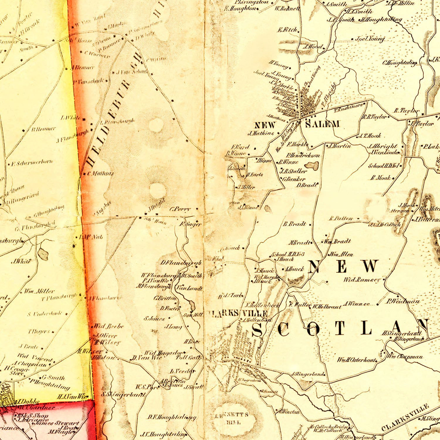 Albany County Map Framed Art 1854, Vintage New York Wall Decor, 36x24 ...