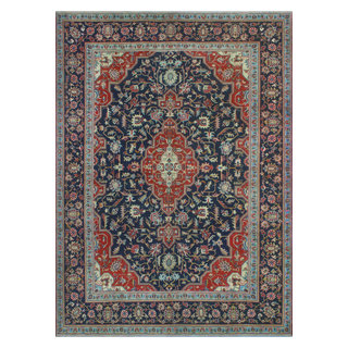 Fine Vintage Distressed Sameen Navy/Red Rug, 9'6x13'2, 9'6x13'2 ...