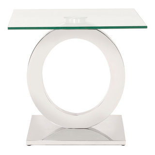 Howard Elliott Square Stainless Steel End Table With Circular Base ...