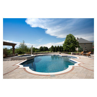 Elgin, IL Roman End Pool with Freeform Hot Tub - Mediterranean - Pool ...
