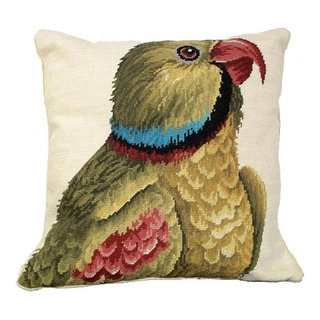 Colonial Williamsburg Parrot Pillow, Handmade Wool, 18x18 - Tropical ...