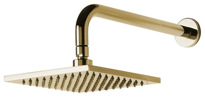 Brushed Gold Square Rainfall Shower Head, 12 - Contemporary ...