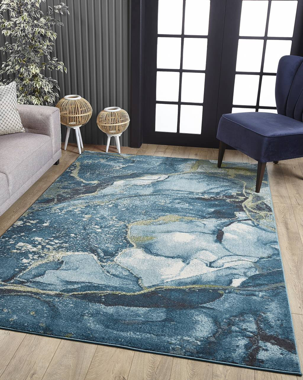 7"x10" Blue Sage Abstract Stone Modern Area Rug - Contemporary - Area ...