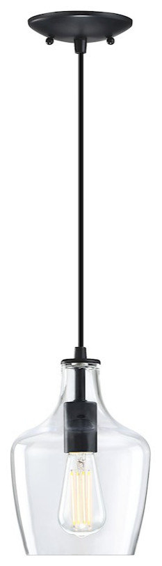 Forte Lighting Milo 1-Light 9" Pendant, Black/Clear Glass, 2679-01-04 ...