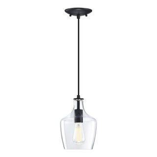 Forte Lighting Milo 1-Light 9" Pendant, Black/Clear Glass, 2679-01-04 ...