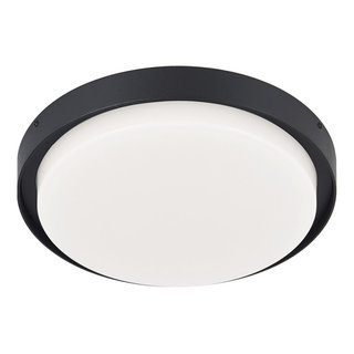 Bailey Exterior Ceiling Light, Black, 8.75"Dx1.5"H, 8.75"Dx1.5"H ...