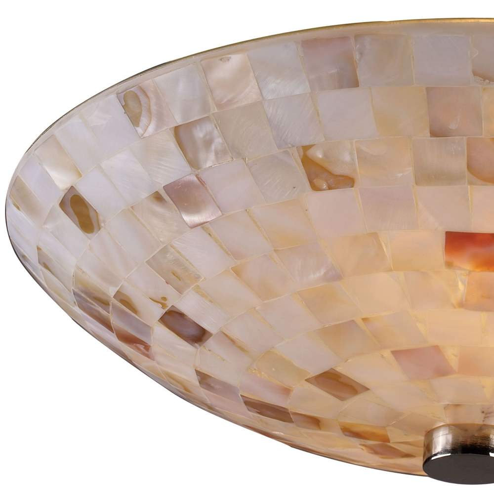 Boho Style 2-Light Geometric Style Flush Mount Gray Capiz Shells on ...