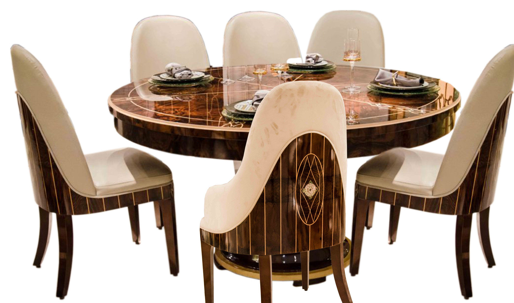 Infinity Burl Round Dining Set - Transitional - Dining Sets - by Infinity Furniture | Houzz