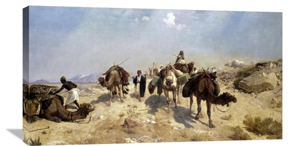 "Bedouin Caravan" Artwork, 22" x 11", 36" x 19.476" - Traditional ...