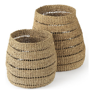 Set of Two Woven Wicker Storage Baskets - Tropical - Baskets - by ...