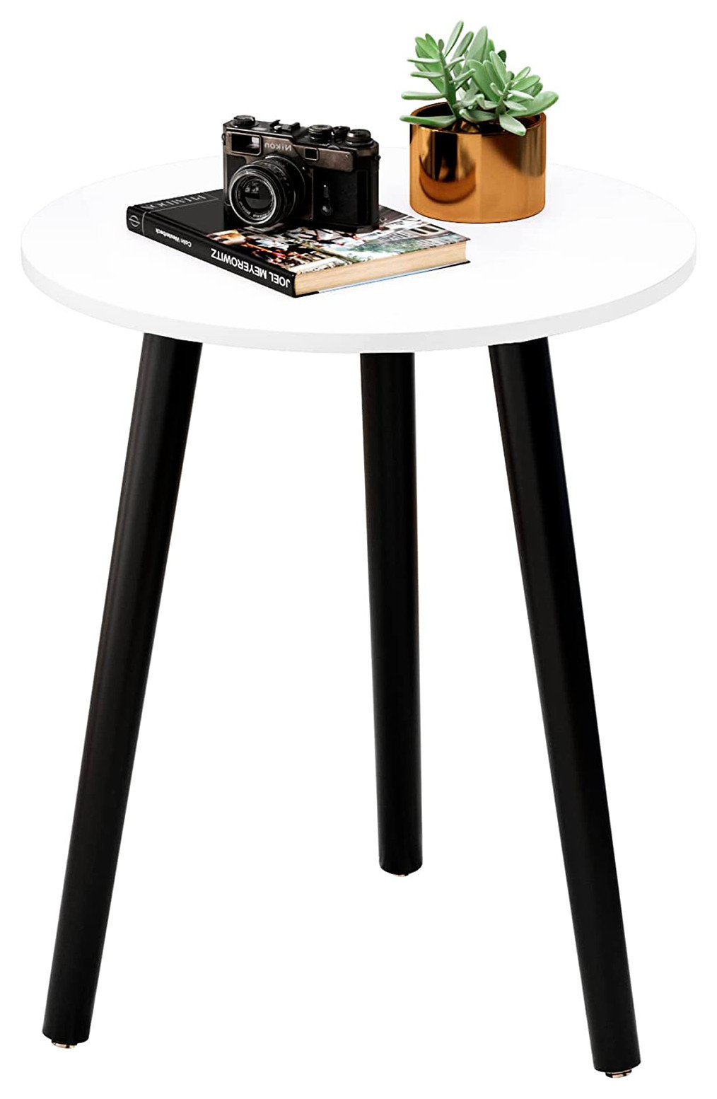 Modern Round Side Table Wood for Living Room, Bedroom and Small Spaces ...