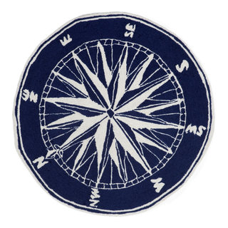 Frontporch Compass Indoor/Outdoor Rug, 3' Round - Beach Style - Outdoor ...