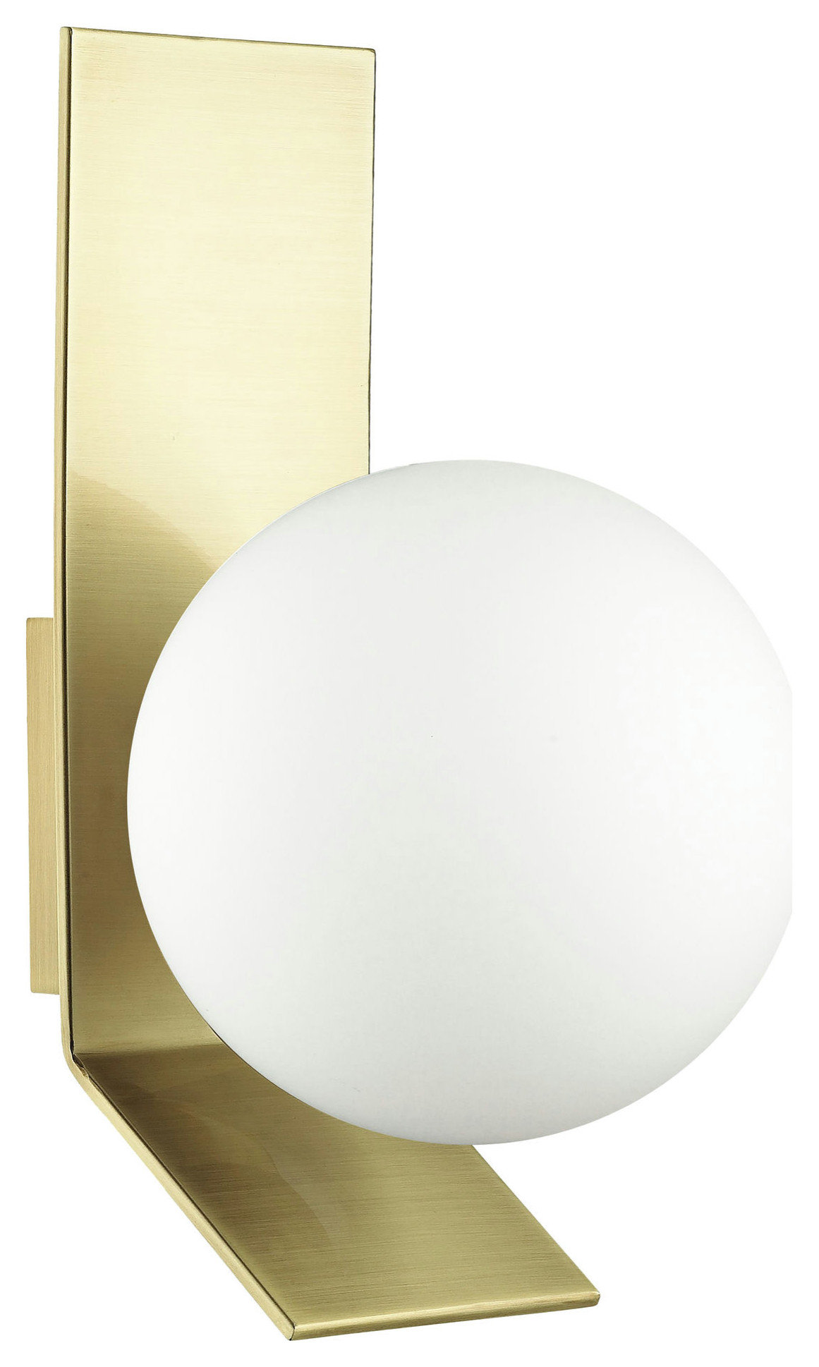 1 Light Halogen Wall Sconce, Aged Brass w/ Opal White Glass - Modern ...