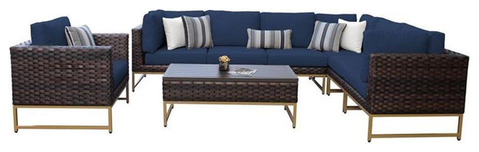 AMALFI 8 Piece Wicker Patio Furniture Set 08d in Gold - Tropical ...