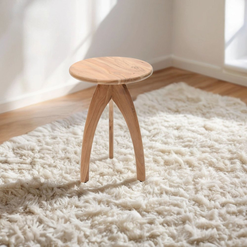 Aero Curved Space Age Round Mid-Century Modern Solid Wood Accent End ...