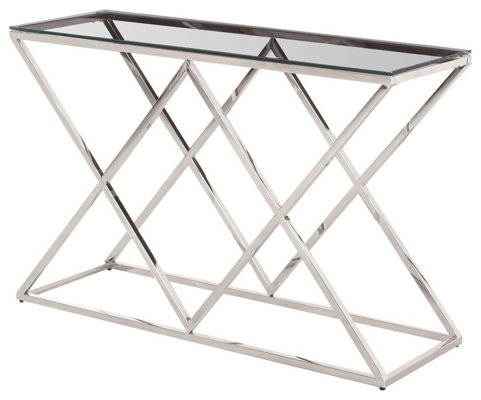 Sagebrook Home Silver/Glass Diamond Console Table Accent, 47.25x15 ...