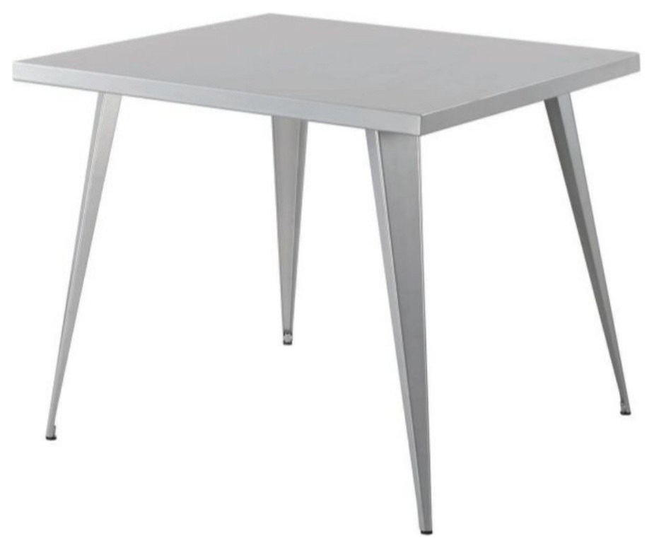 Square Metal Counter Height Table, Silver - Industrial - Indoor Pub And ...