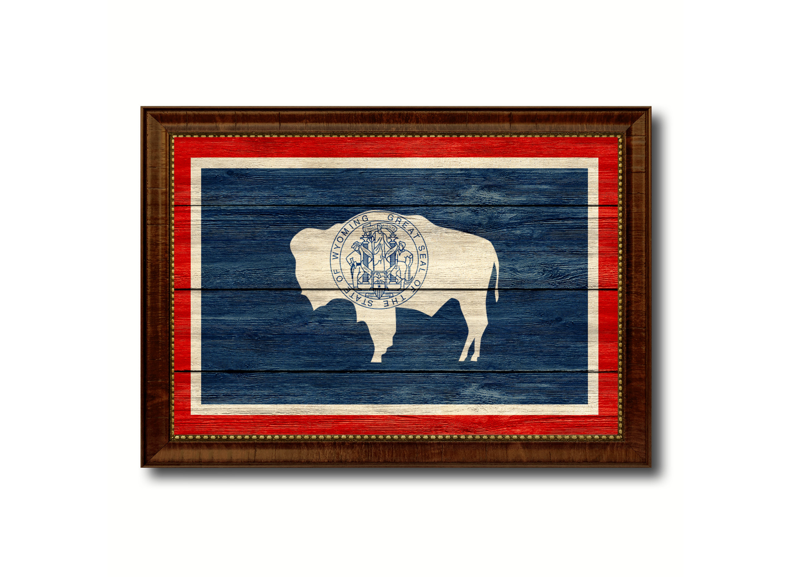 Wyoming State Textured Flag Print on Canvas with Custom Frame, 15" x 21 ...