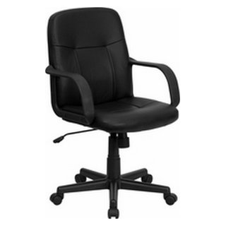 Mid-Back Black Glove Vinyl Executive Swivel Office Chair with Arms ...