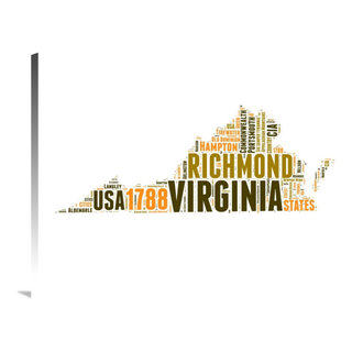 "Virginia Word Cloud Map" Fine Art Print, 40" x 30" - Modern - Prints ...