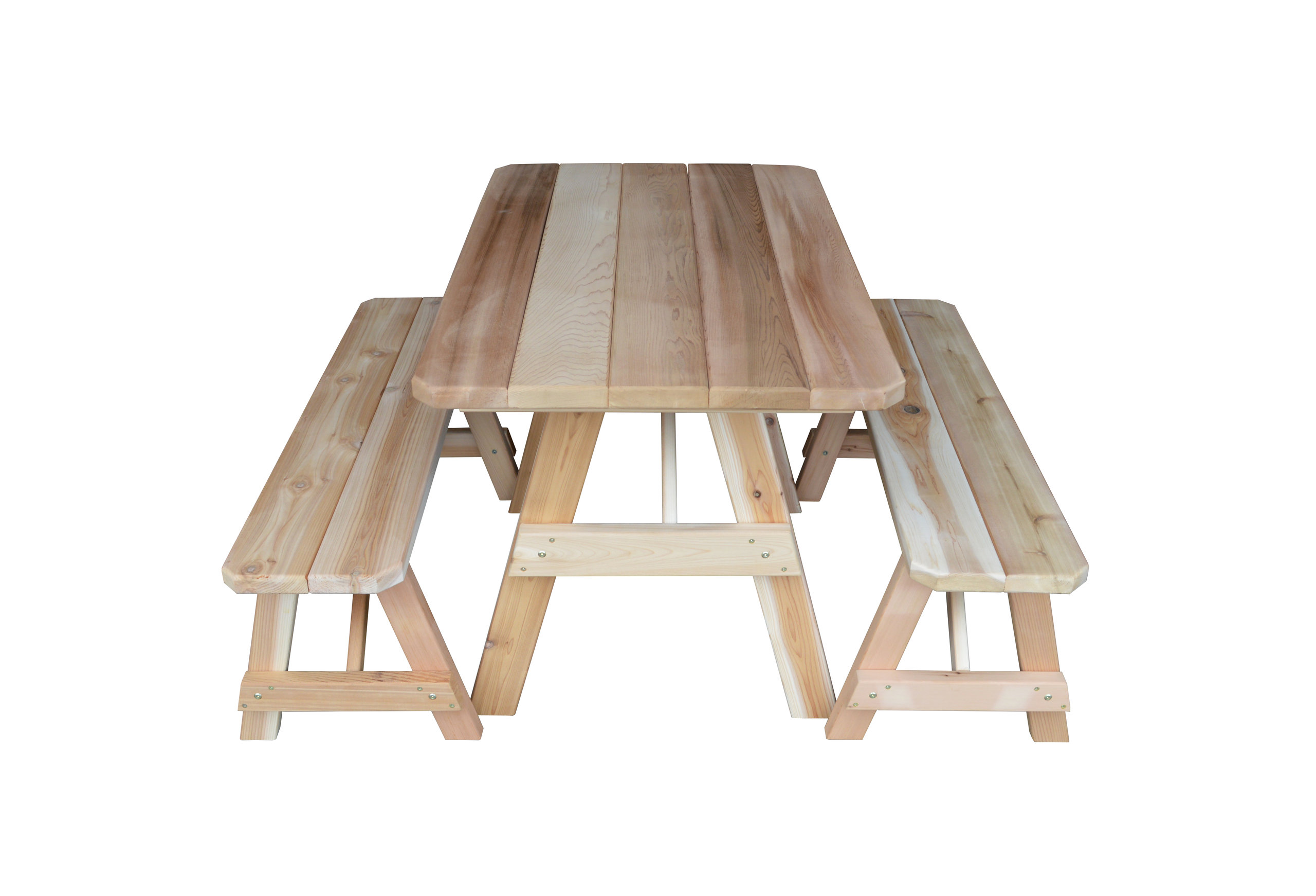 Traditional Cedar Table with 2 Benches, 4 Foot - Transitional - Outdoor ...