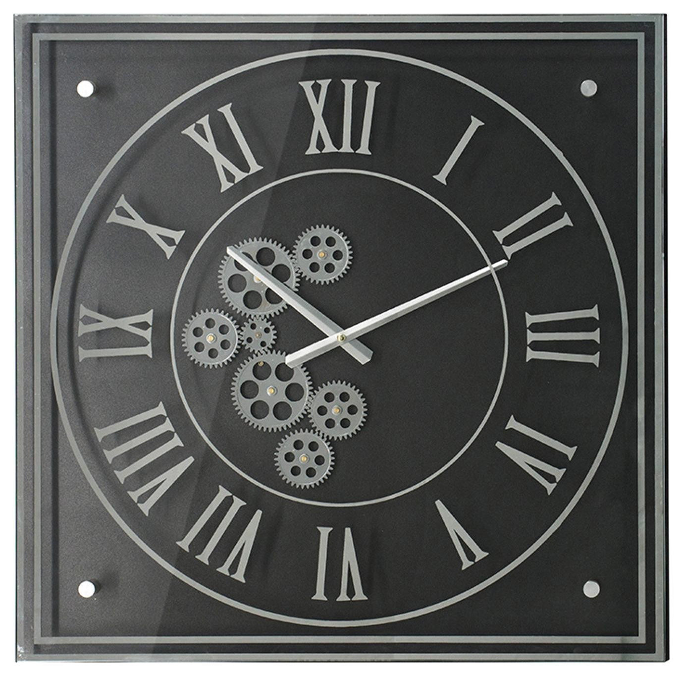 Vintage Style Gears Black and Silver Square Wall Clock - Contemporary ...