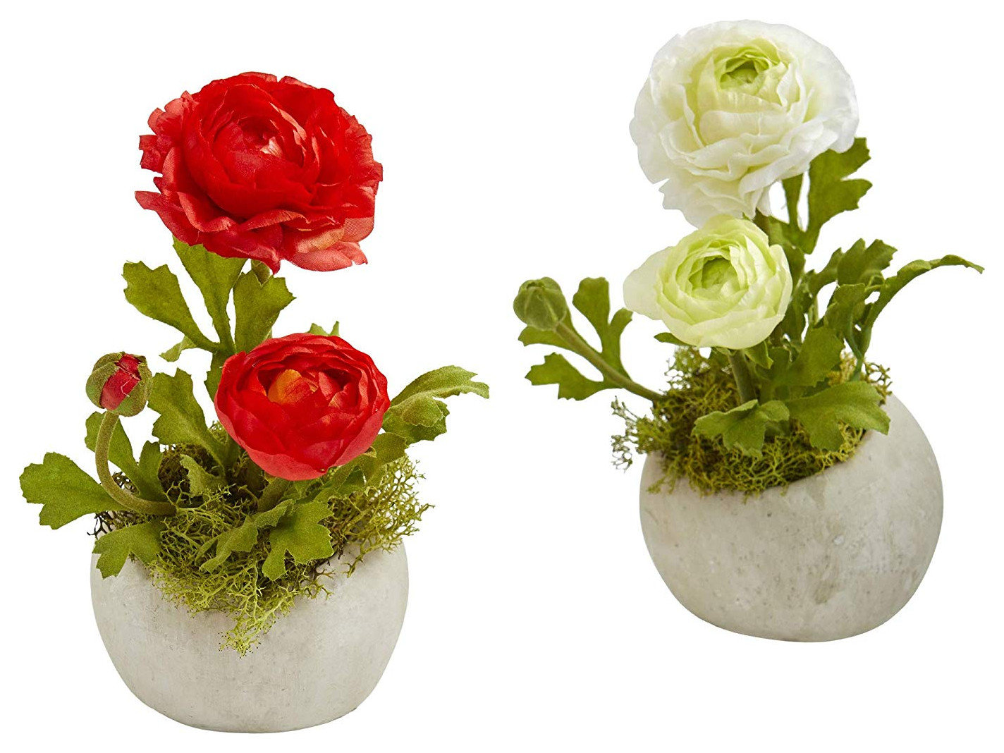 Ranunculus Artificial Arrangement (Set of 2) - Modern - Artificial ...