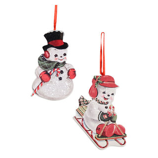 Holiday Ornament Playful Snowman Ornaments S/2 Mdf Dummy Boards Snowmen ...