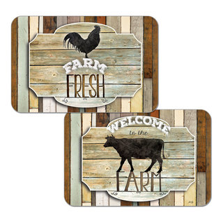 Vinyl Plastic Placemats, Reversible Farmhouse, Set of 4 - Farmhouse ...