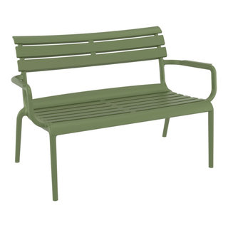 Paris Outdoor Bench Olive Green - Contemporary - Outdoor Benches - by ...