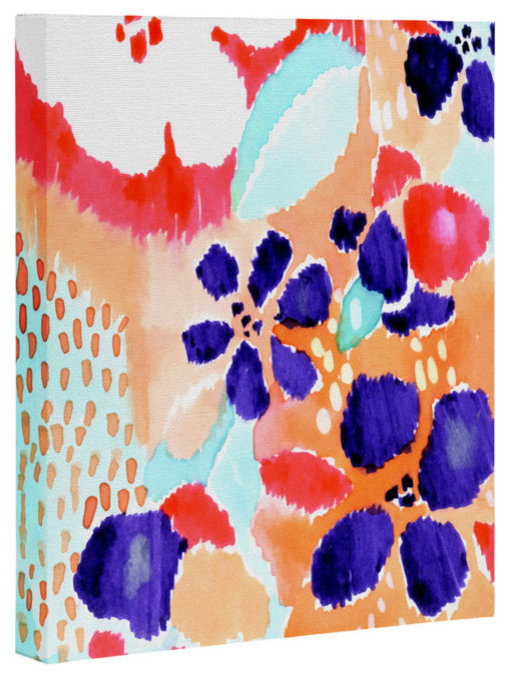 Deny Designs Cayenablanca Ikat Flowers Art Canvas, 8x10 - Contemporary ...