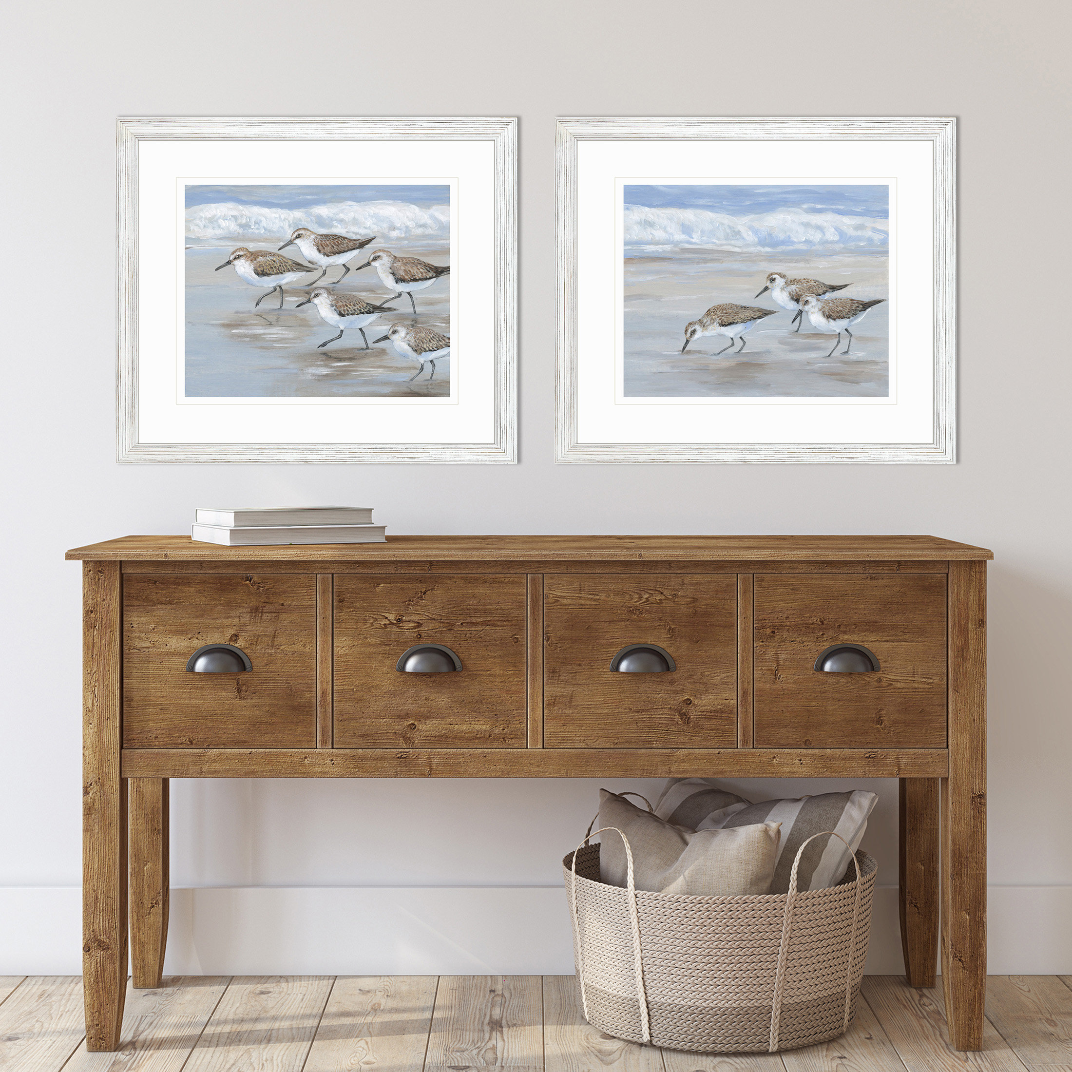 Sandpipers, 2-Piece Set Framed Art - Beach Style - Prints And Posters ...