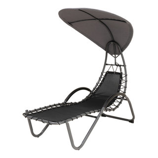 Outdoor Patio Lounge Chair, Canopy - Transitional - Outdoor Chaise ...