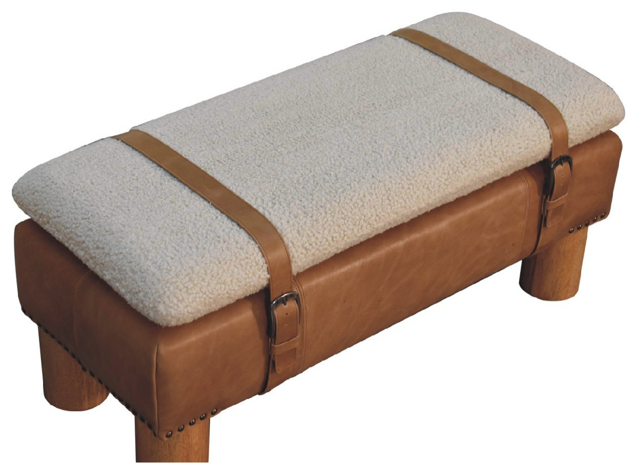 Strapped Cyclinder Bench - Transitional - Upholstered Benches - by ...