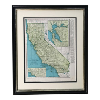 Original Vintage 1940s California State Map, Framed - Contemporary ...