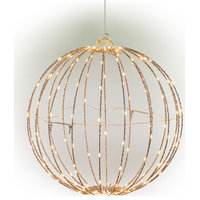 16"H Indoor/Outdoor Foldable Metal Hanging Ornament with Warm White LED ...