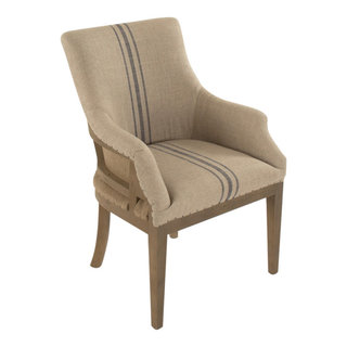 Liberte Deconstructed Arm Chair, English Khaki Blue Stripe - Farmhouse ...