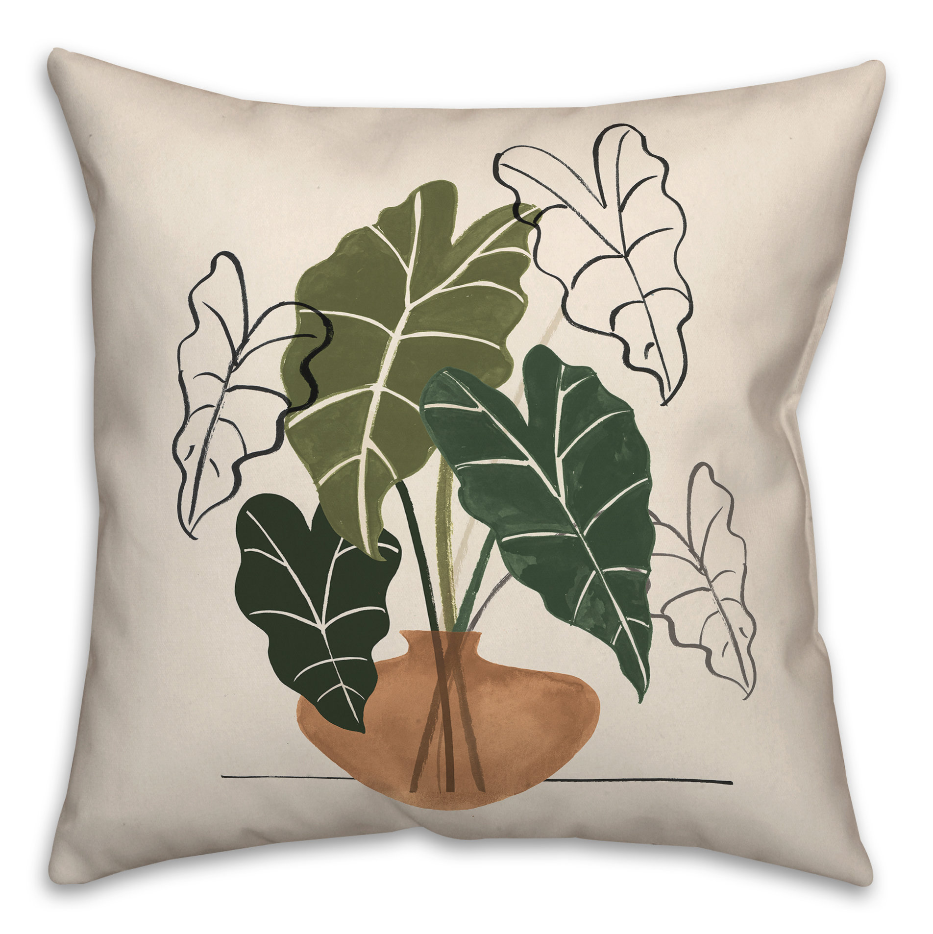Boho Plant Still Life 18"x18" Spun Poly Pillow, 18x18 - Tropical ...